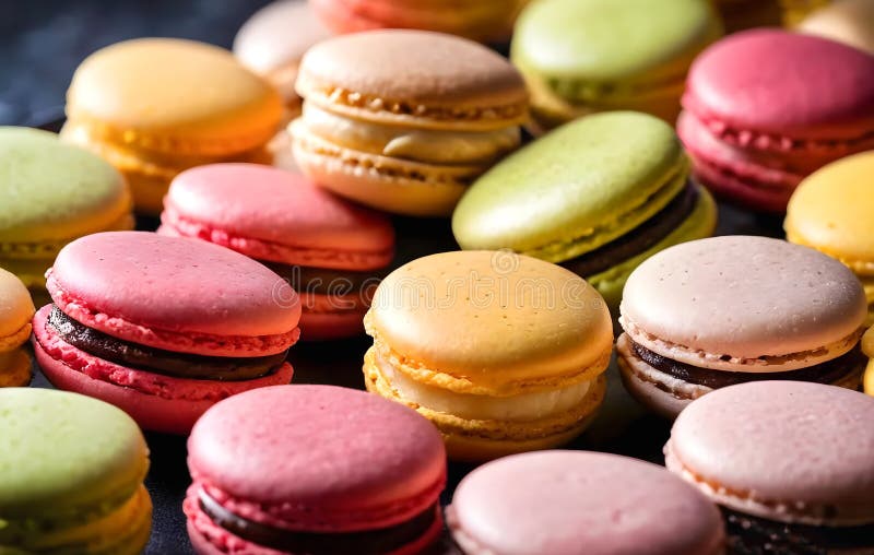 Multi-colored Macarons Close-up Stock Image - Image of flying, cake ...