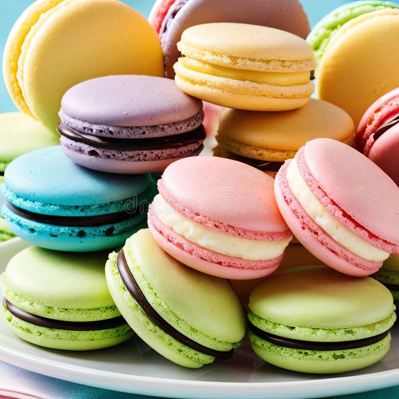 Multi Colored Macarons. Generated AI Stock Illustration - Illustration ...