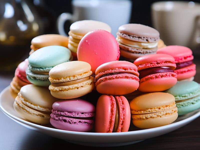 Multi-colored Macarons on the Table, Freshly Prepared at Home. AI ...