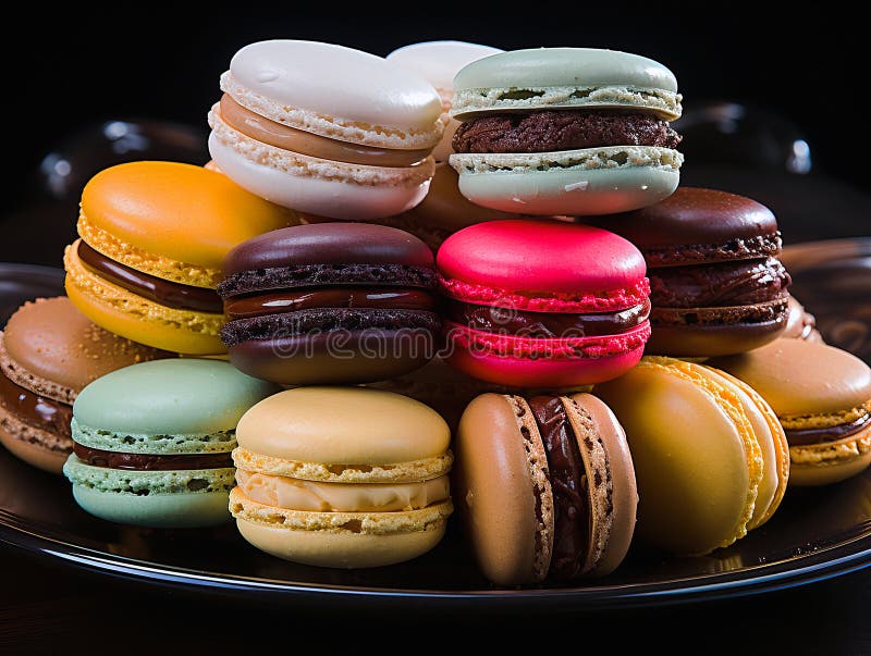 Multi-colored Macarons on the Table, Freshly Prepared at Home. AI ...