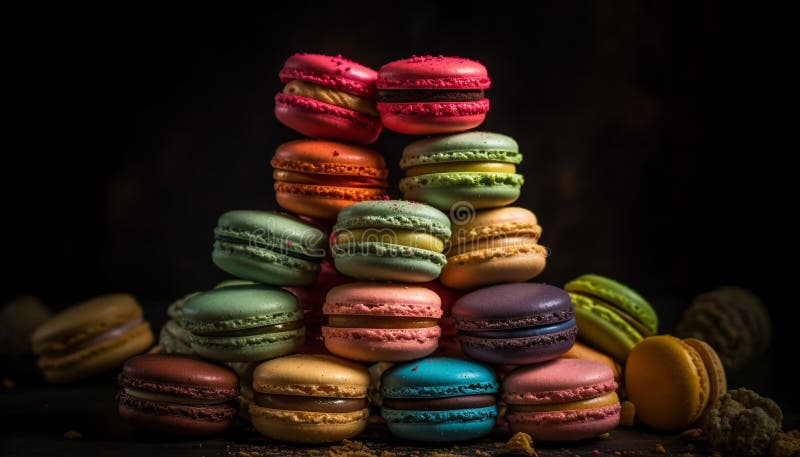 Multi Colored Macaroon Stack, a French Gourmet Dessert Indulgence with ...