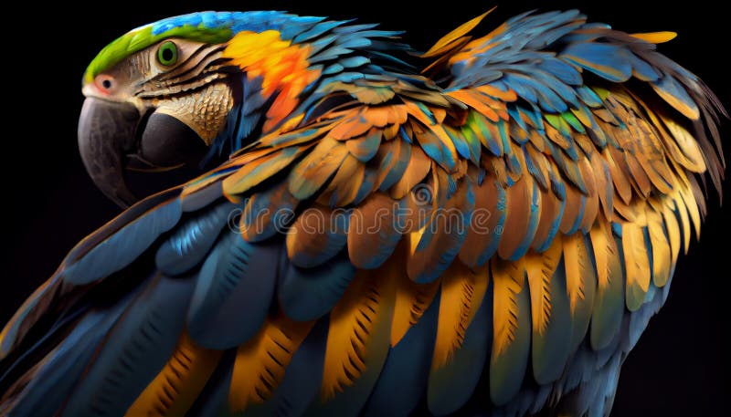 Multi Colored Macaw Close Up Showcases Vibrant Feather Pattern ...