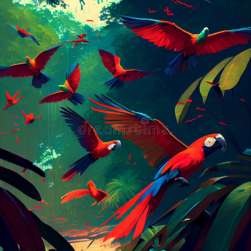 Multi Colored Macaw Flying with Vibrant Feather Backdrop ,generative AI ...