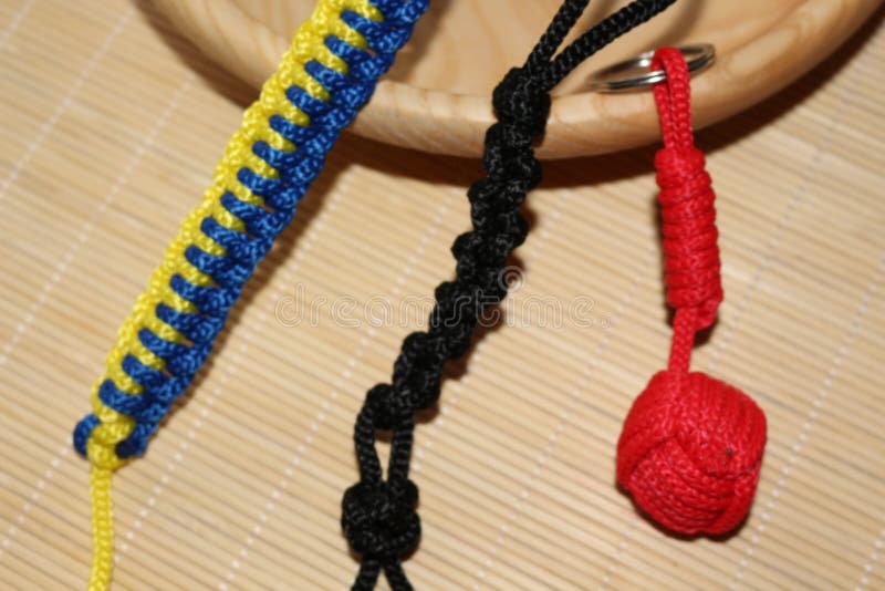 Multi-colored Macrame Keychains are a Good Handmade Gift Stock Photo ...