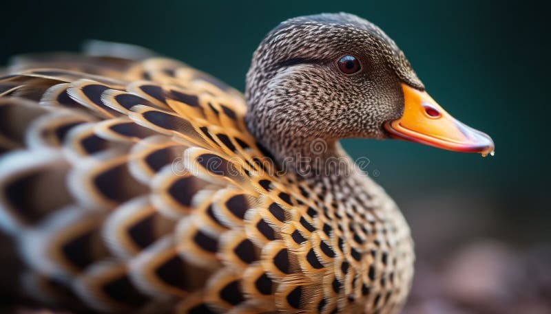 Multi Colored Mallard Duck Looking at Camera Outdoors Generative AI ...