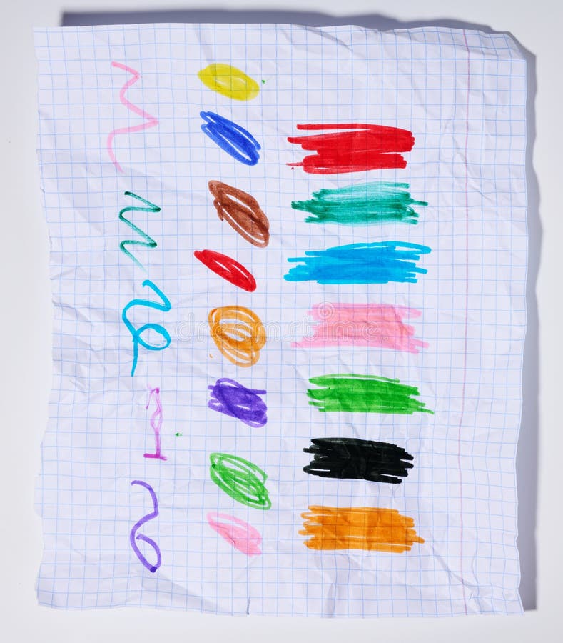 Multi-colored Marker Swatches on Checkered Paper Stock Image - Image of ...