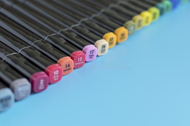 Multi-colored Markers on a Blue Background. Marker for Drawing and ...