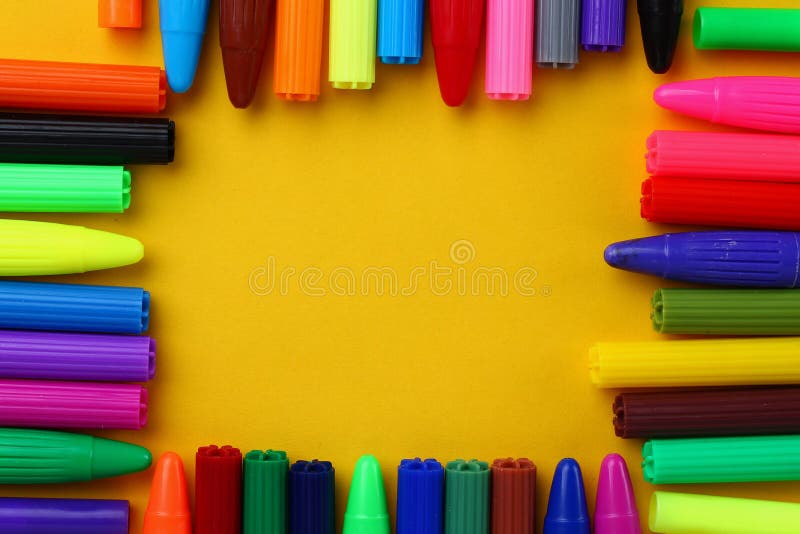 Multi-colored Markers Form a Frame for Lettering or Inscription ...