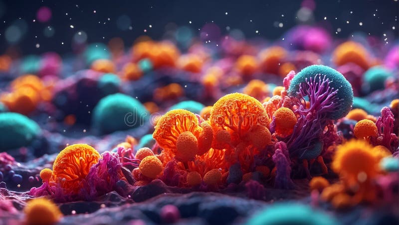 Microorganisms Under the Microscope, Set Vector Illustration ...