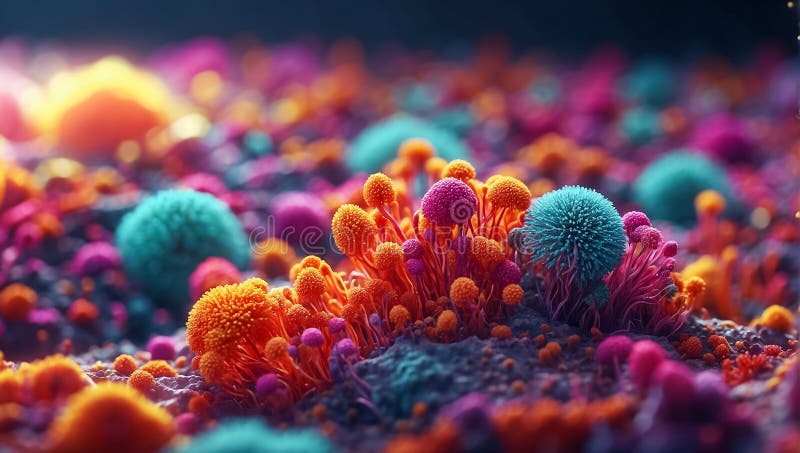 Microorganisms Under the Microscope, Set Vector Illustration ...