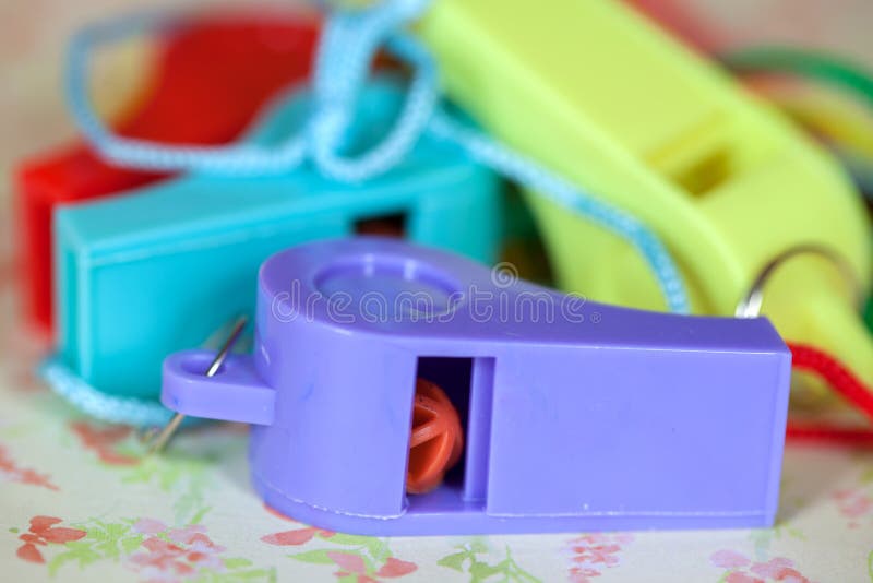 Closeup of Fun Colorful Plastic Whistles Stock Photo - Image of plastic ...