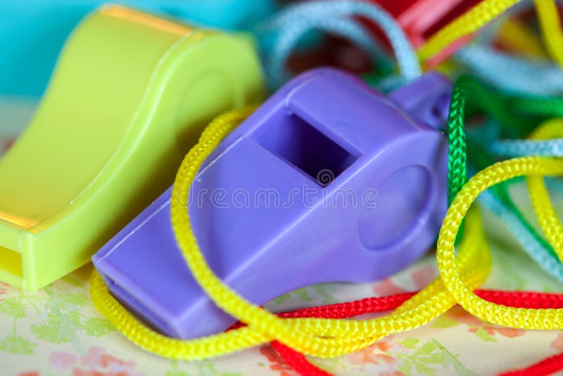 Closeup of Fun Colorful Plastic Whistles Stock Photo - Image of ...