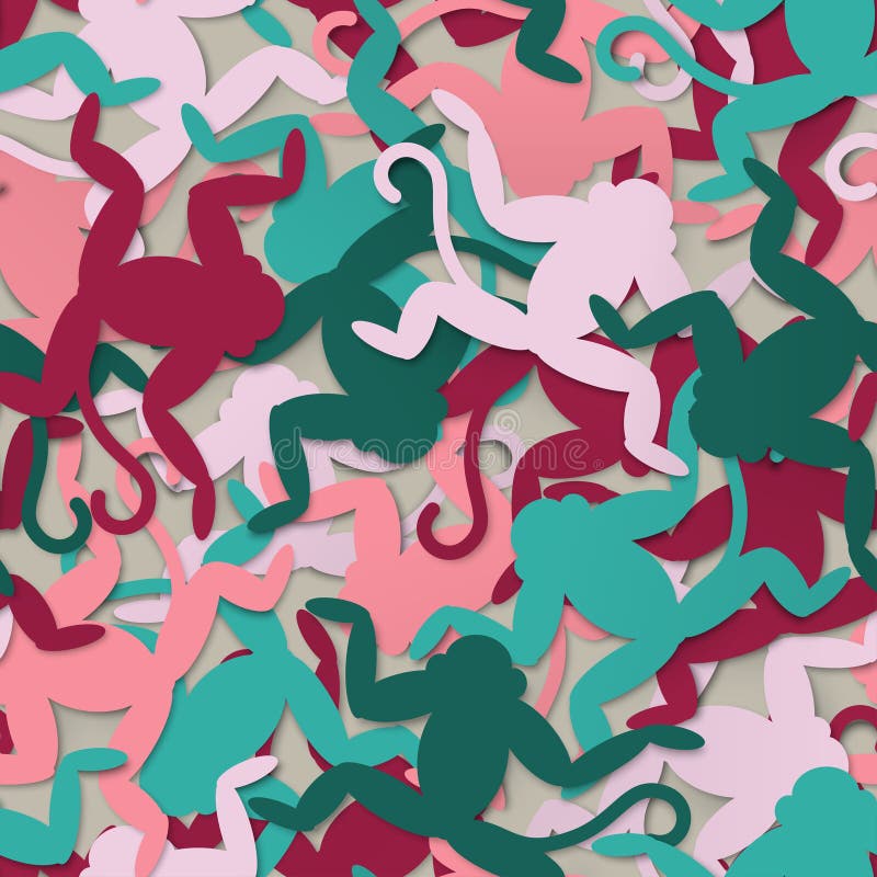 Multi-colored Monkeys Seamless Background Stock Vector - Illustration ...