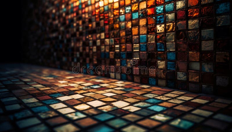 Multi Colored Mosaic Tile Wall Creates Abstract Backdrop Generated by ...