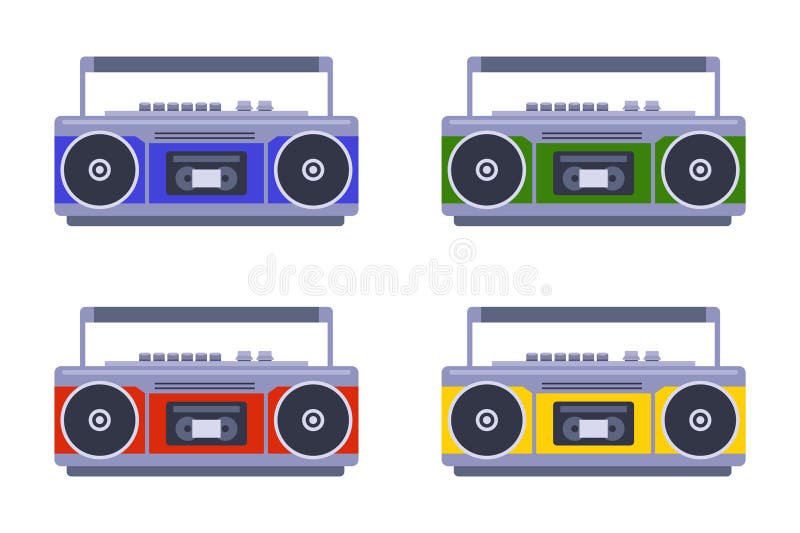 Multi-colored Musical Tape Recorder Set. Stock Vector - Illustration of ...