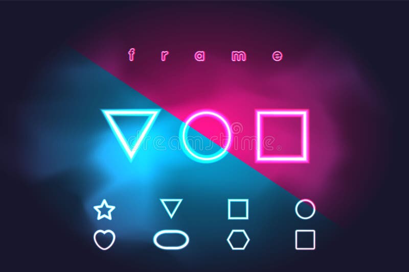 Multi Colored Neon Frames Collection. Stock Vector - Illustration of ...