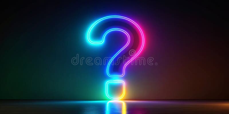 A Multi Colored Neon Glowing Question Mark AI Generative Stock Photo ...