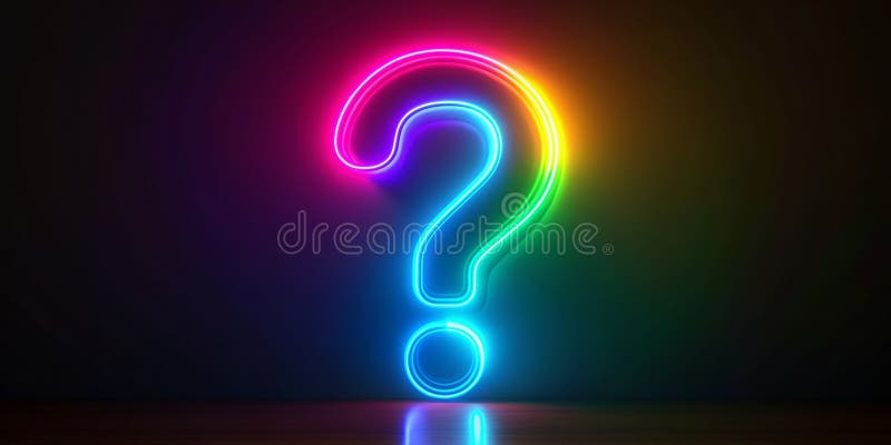 A Multi Colored Neon Glowing Question Mark Generative by AI Stock ...