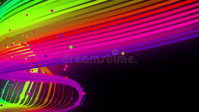 Multi-colored Neon Lines Sway in the Air, Smoothly Oscillation and Wave ...