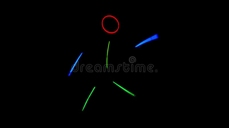 Multi-colored Neon Man Dancing in the Dark. Neon Stick Suit Stock ...
