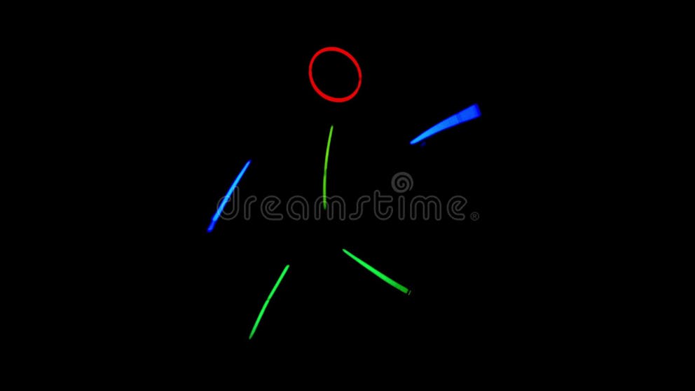 Multi-colored Neon Man Dancing in the Dark. Neon Stick Suit Stock ...