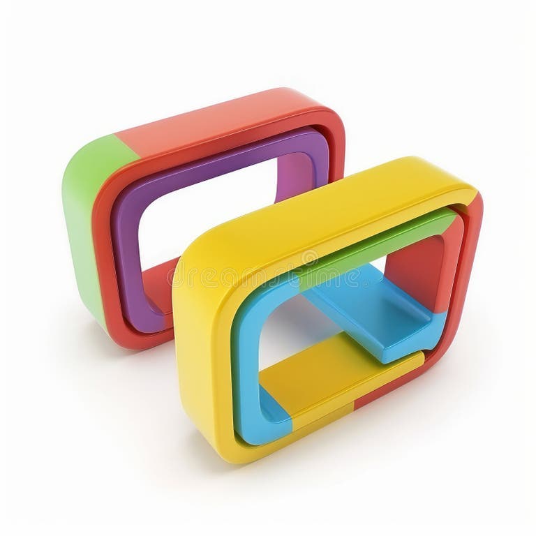 Abstract Colorful Interlocking Rectangular Shapes, 3D Render Stock ...