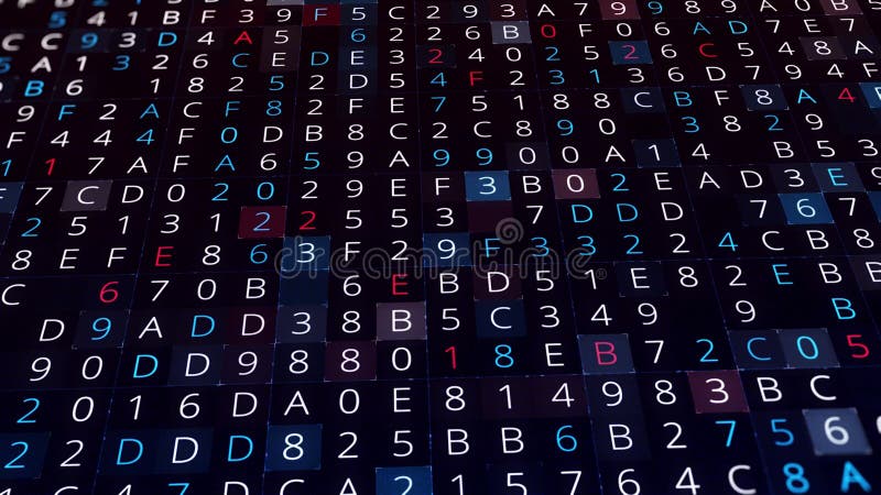 Multi-colored Numbers in Computer Space. Animation. Database with ...