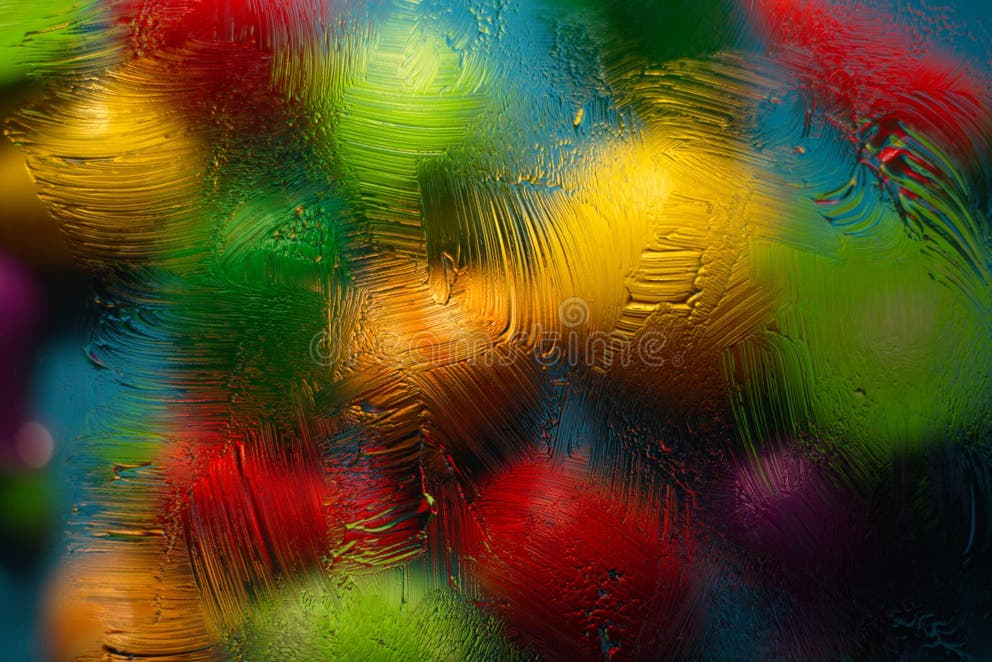 Multi-colored Objects Depicted through the Glass with Smears of Greasy ...