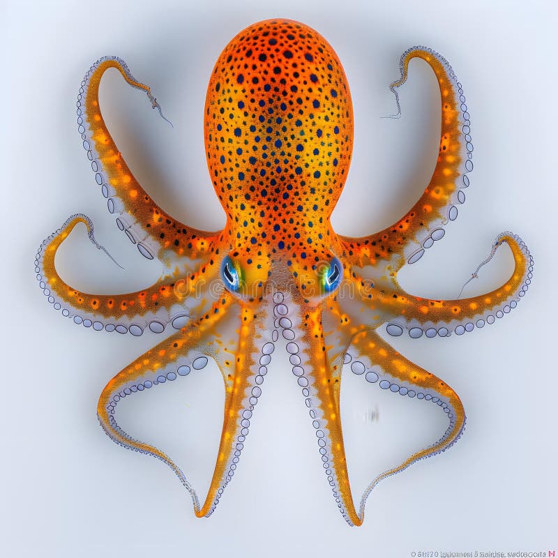 A Multi-colored Octopus with Blue Eyes Generated Using AI. Stock ...