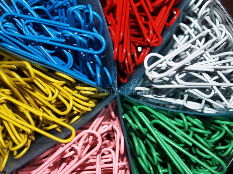 Multi-colored Office Paper Clips Stock Photo - Image of yellow, white ...