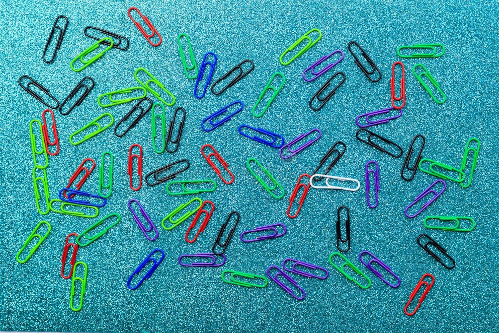 Multi-colored Office Paper Clips. Background with Selective Focus and ...