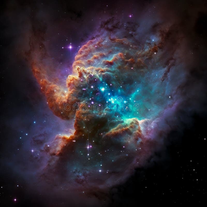 Multi-colored Outer Space Nebula GENERATIVE AI, GENERATIVE, AI, Stock ...