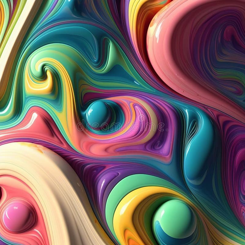 Multi-colored Paint Flow Generative AI Stock Illustration ...