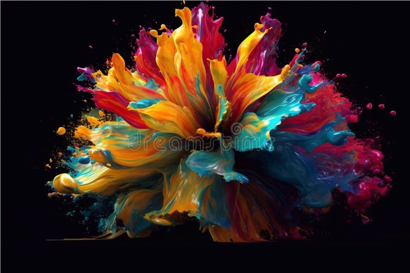 Multi-colored Paint Splashes Float in the Air. Generative AI Stock ...