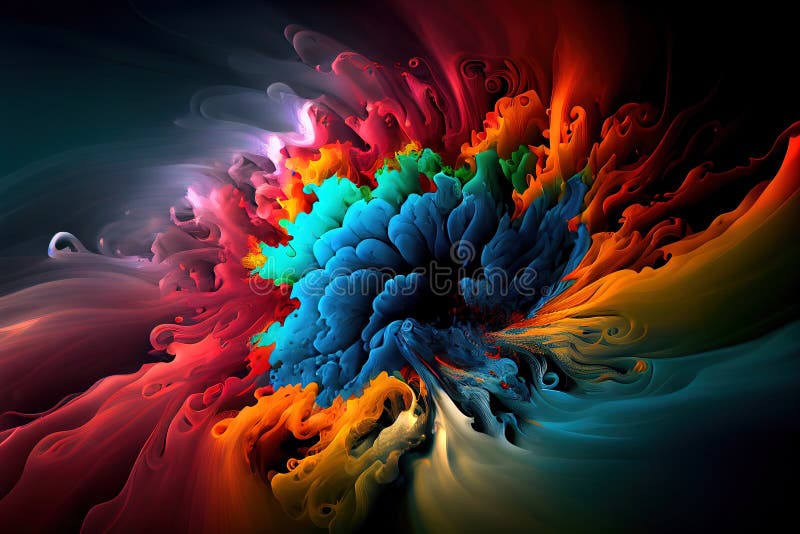 Multi-colored Paints in Water. Splashes of Paint on a Black Background ...