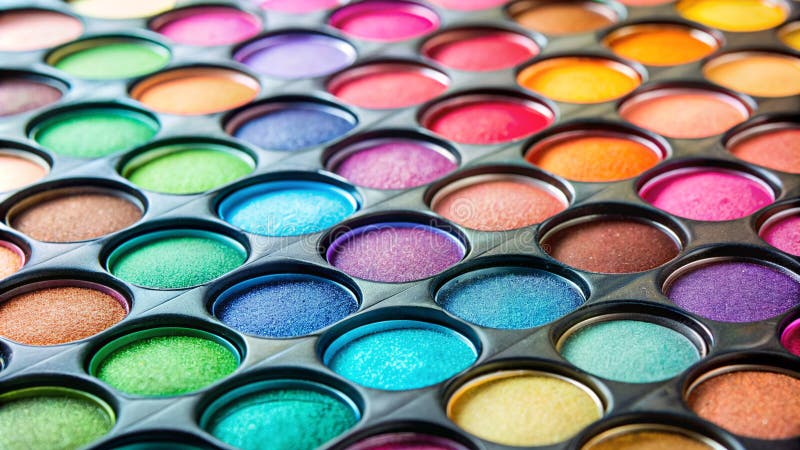 A Multi Colored Palette of Eyeshadows Multicolored Eye Shadows Close Up ...