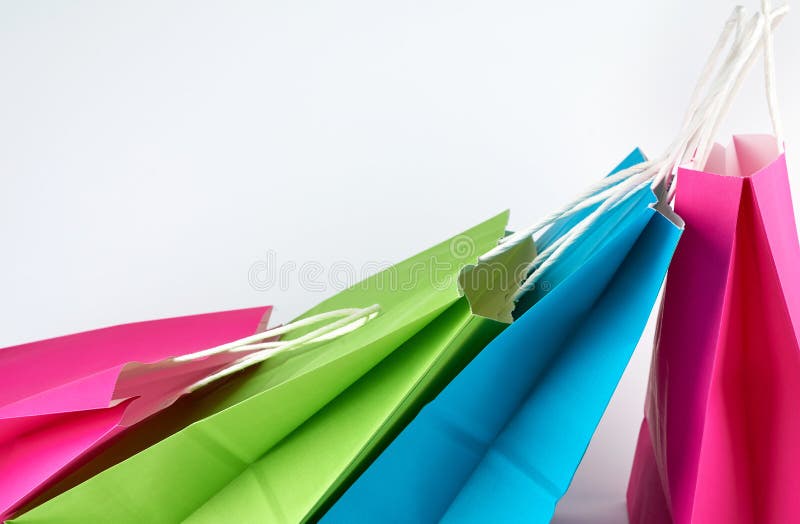 Multi-colored Paper Shopping Bags with White Handles Stock Image ...