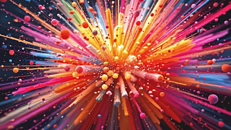 Multi-colored Particle Explosion, Layered Clouds of Particles ...