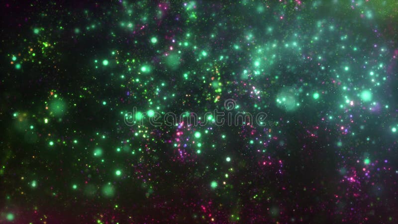 Multi Colored Particles Flying on a Dark Black Background in an ...