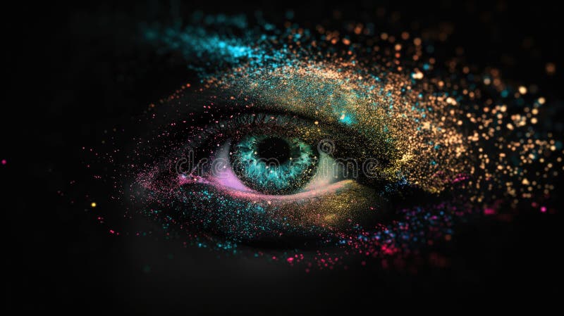 Multi-colored Particles Formed the Human Eye Stock Image - Image of ...