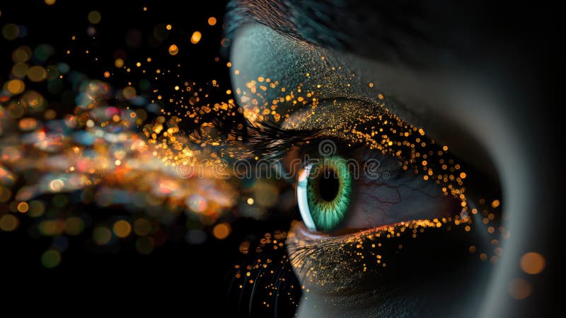 Multi-colored Particles Formed the Human Eye Stock Image - Image of ...