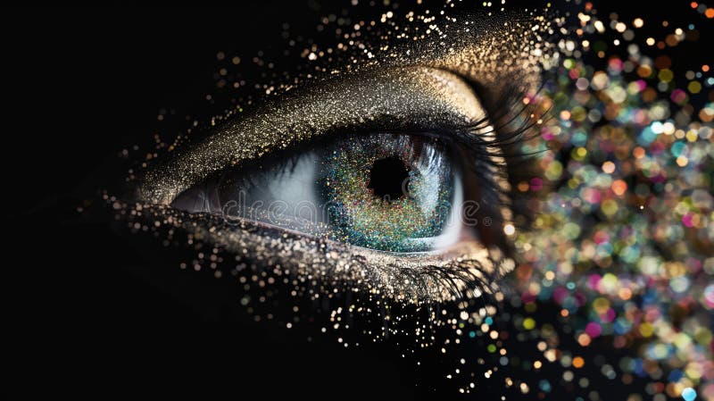 Multi-colored Particles Formed the Human Eye Stock Image - Image of ...