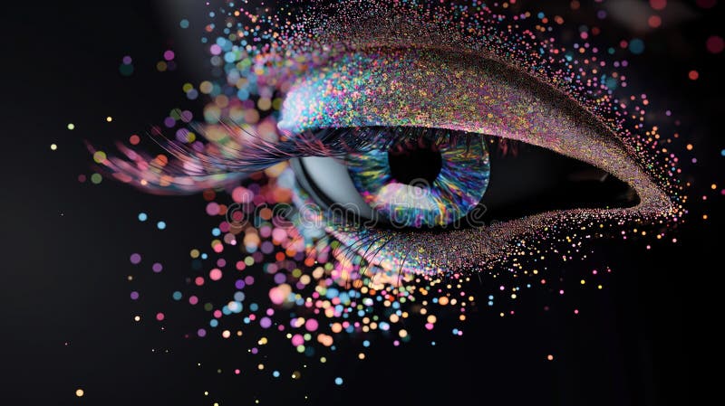 Multi-colored Particles Formed the Human Eye Stock Photo - Image of ...
