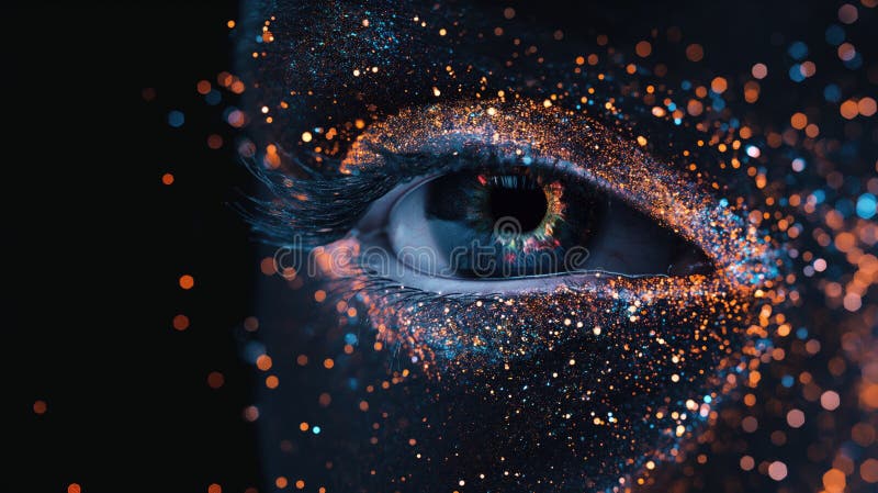 Multi-colored Particles Formed the Human Eye Stock Photo - Image of ...