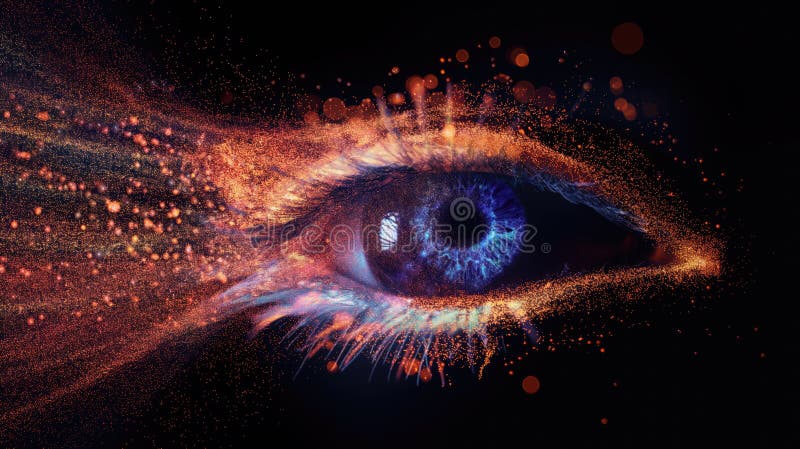 Multi-colored Particles Formed the Human Eye Stock Image - Image of ...