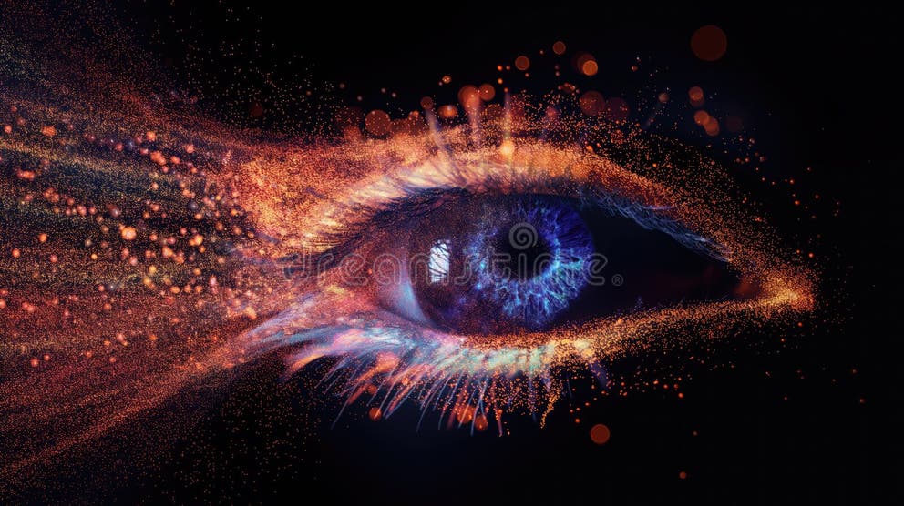 Multi-colored Particles Formed the Human Eye Stock Image - Image of ...