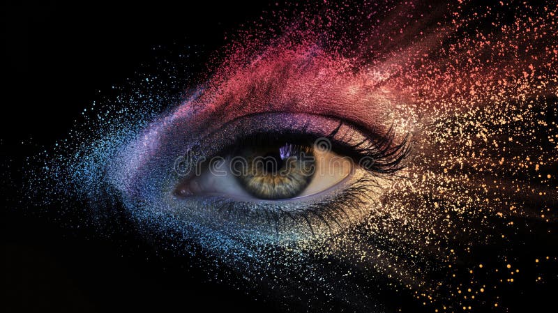 Multi-colored Particles Formed the Human Eye Stock Photo - Image of ...