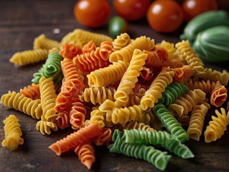 Multi-colored Pasta is Laid Out on the Table. Stock Illustration ...