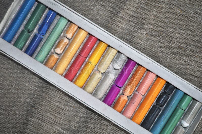 Multi-colored Pastel in the Box Stock Photo - Image of crayons, painter ...