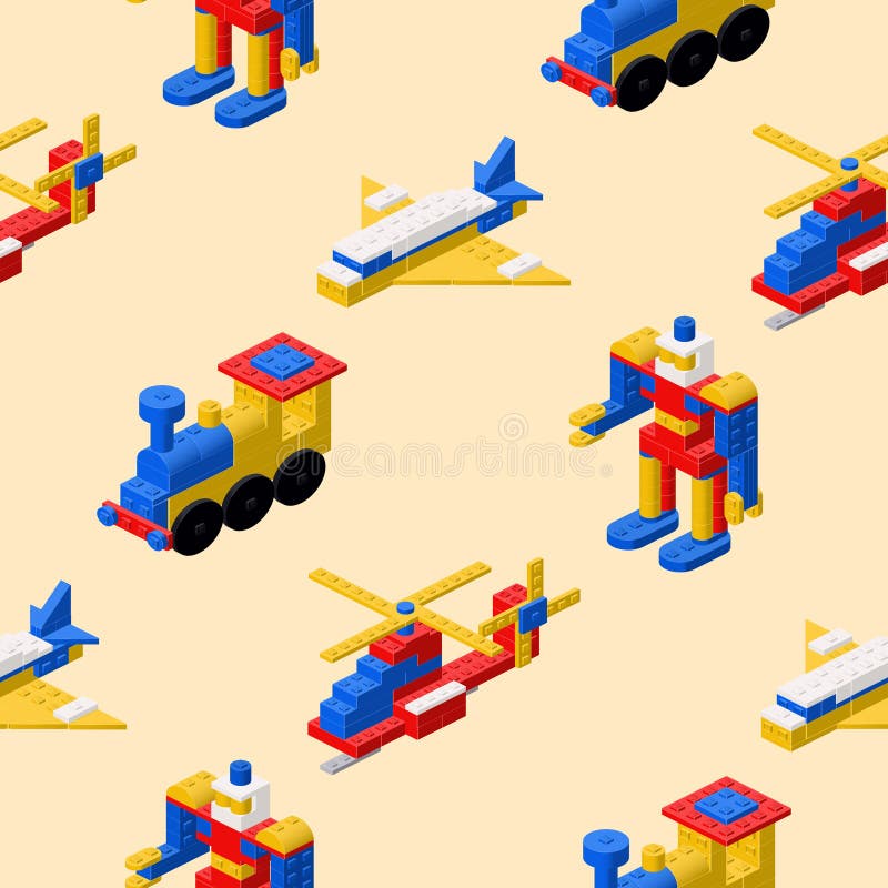 Multi-colored Pattern of Figures Assembled from Plastic Blocks in ...